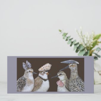 Partying shorebirds flat card | Zazzle