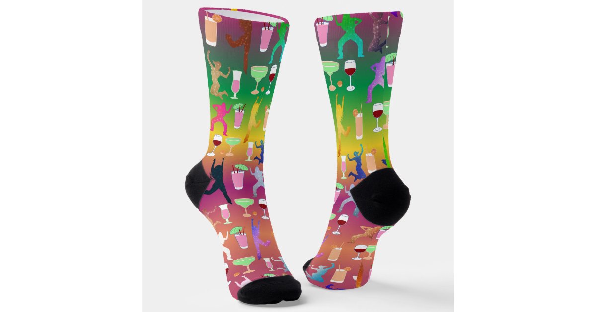 Partying Women With Cocktails Pattern Socks | Zazzle