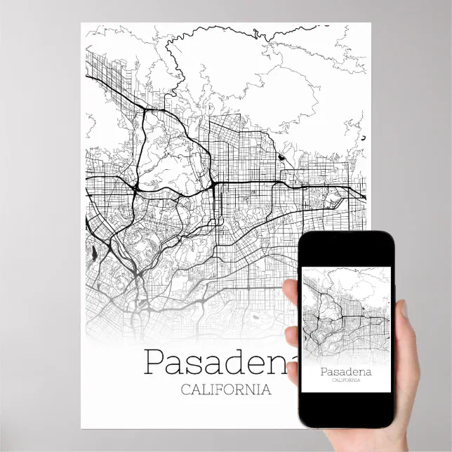 Pasadena Map - California - City Map Poster | Zazzle