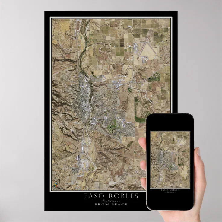 Paso Robles California Satellite Poster Map | Zazzle