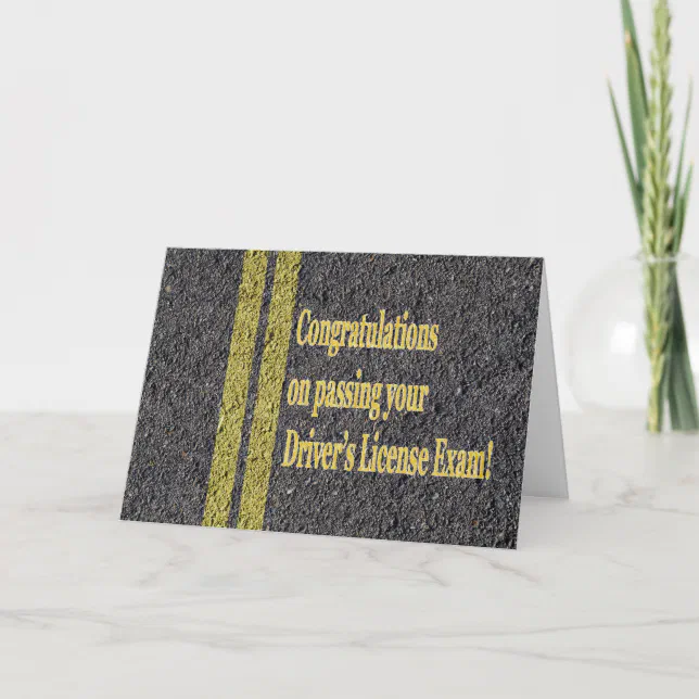 Passed Driver's License Exam Test Road Asphalt Card | Zazzle