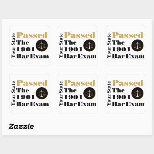 Passed the Bar Exam (Customize State & Year) Square Sticker | Zazzle