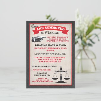 Passed the Bar Exam Law School Invitation Summons | Zazzle