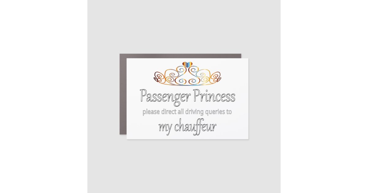 Passenger Princess Car Magnet | Zazzle