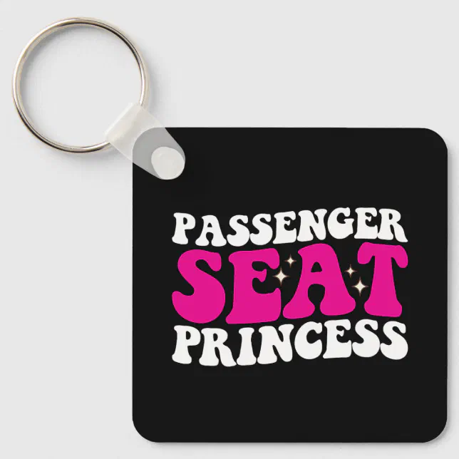 Passenger Seat Princess Girl Car Groovy Retro Keychain | Zazzle