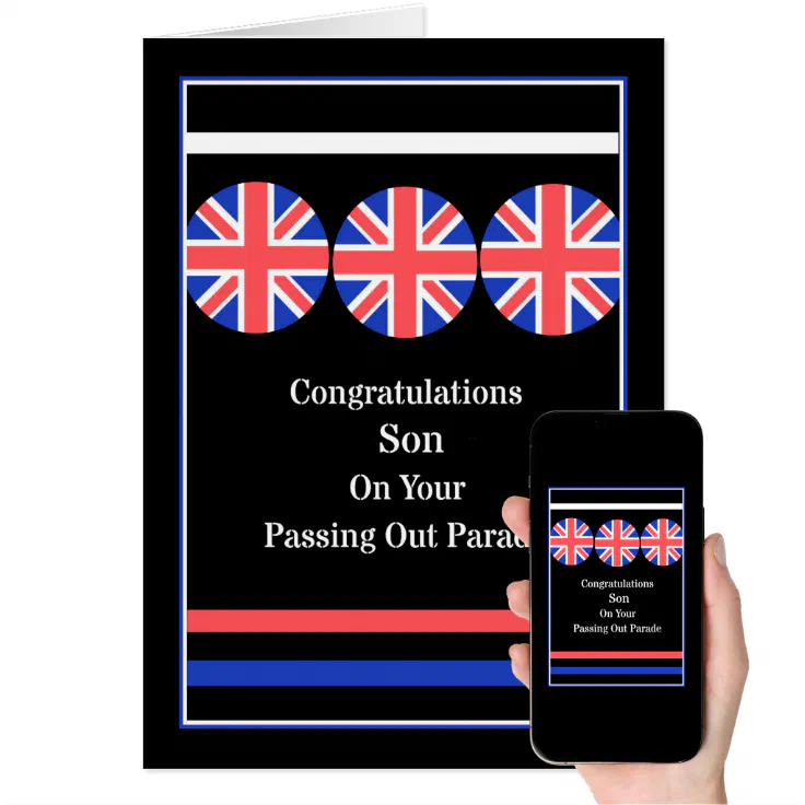 Passing Out Parade Card for Son British Flag Icons | Zazzle