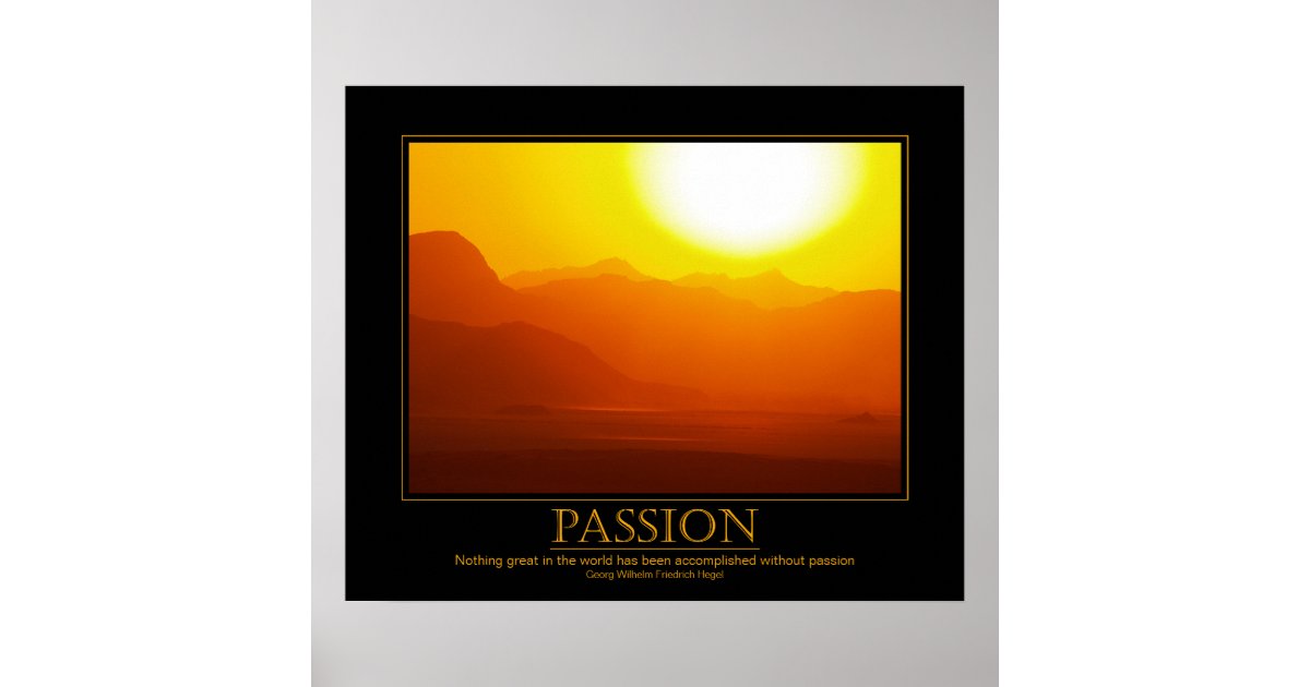Passion Motivational Desert Sunset Poster | Zazzle