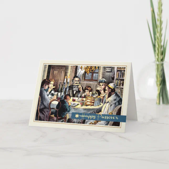 Passover Blessings Vintage Seder Scene Card Zazzle