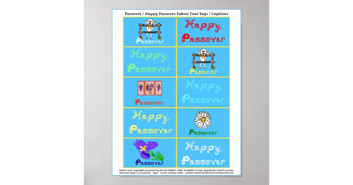 Passover / Happy Passover Fabric Font Tag Captions Poster | Zazzle