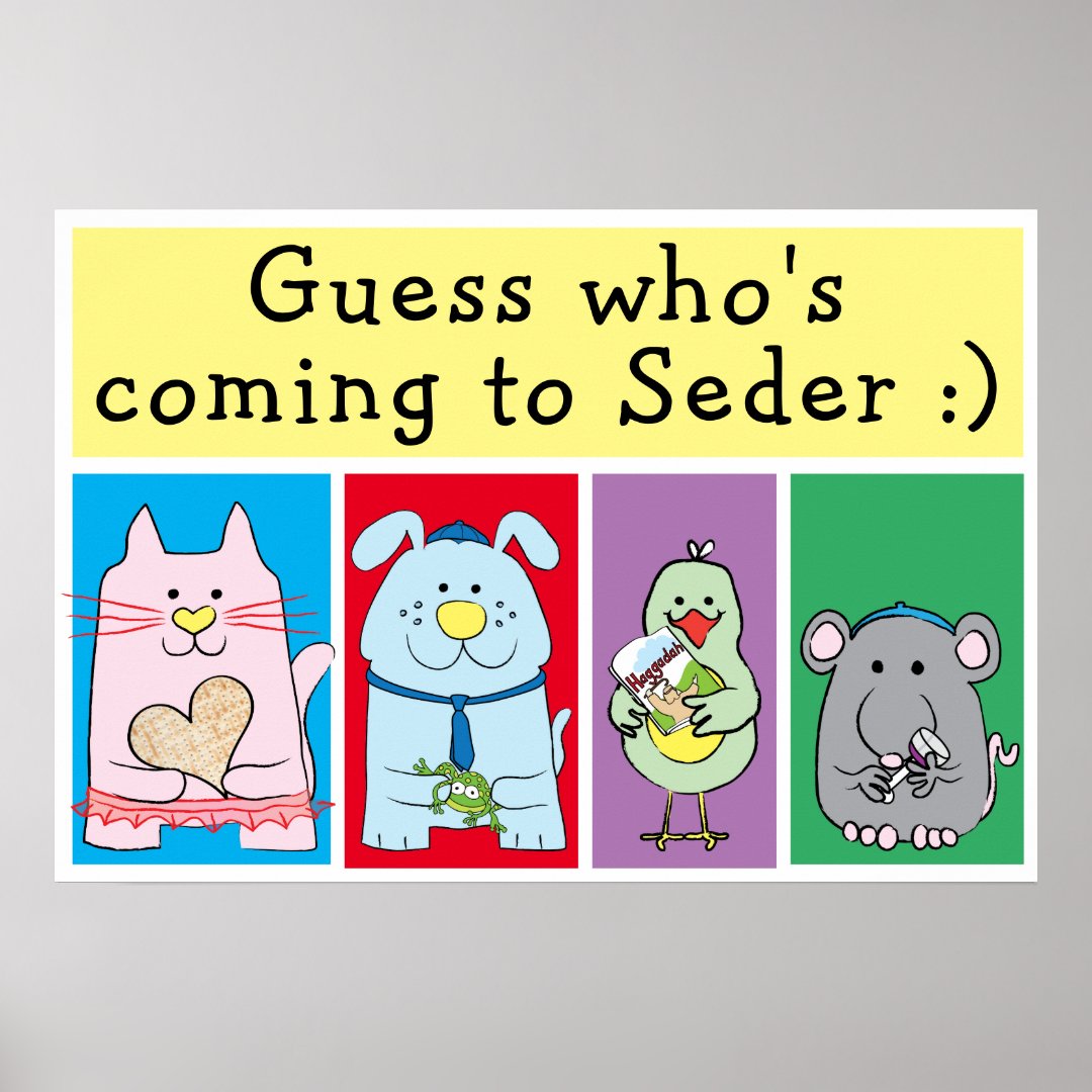 Passover Pets Seder Poster 20 x 24 Matte Finish | Zazzle