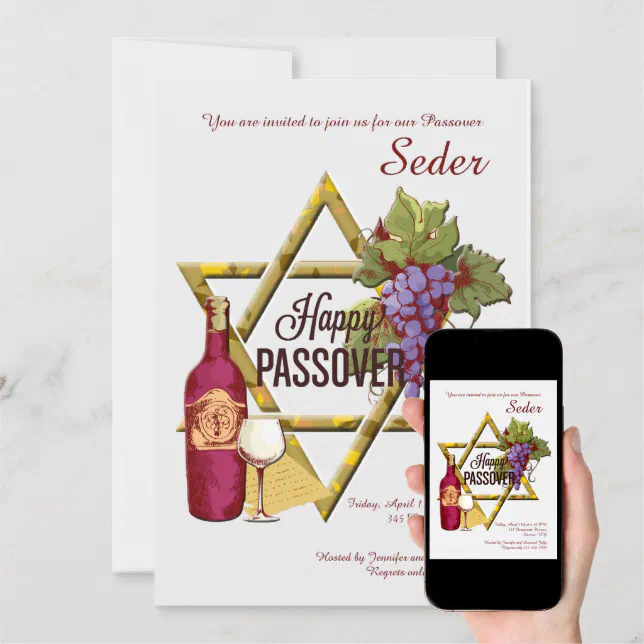 Passover Star of David Invitation | Zazzle