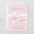 Passport Adventure Travel Theme Pink Baby Shower Invitation | Zazzle