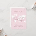 Passport Adventure Travel Theme Pink Baby Shower Invitation | Zazzle