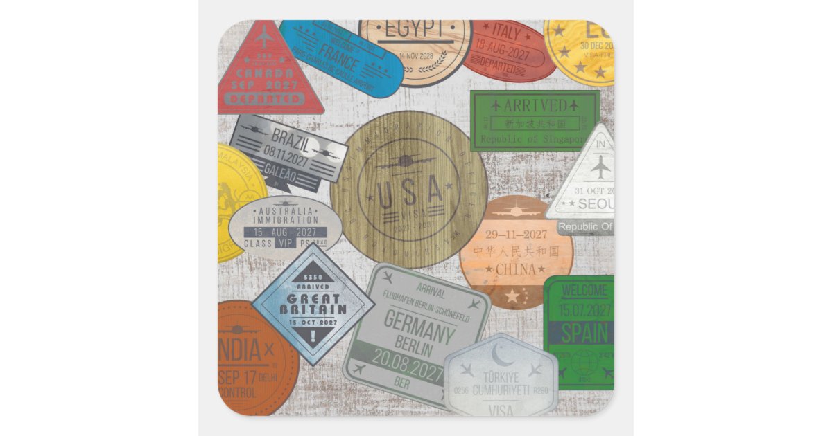 Passport Board Square Sticker | Zazzle