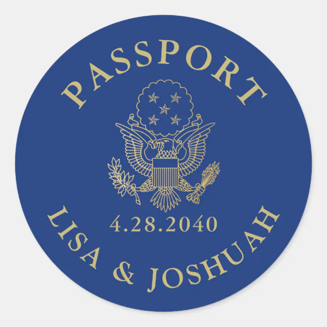 Passport Emblem Travel Theme Seal Favor Label | Zazzle