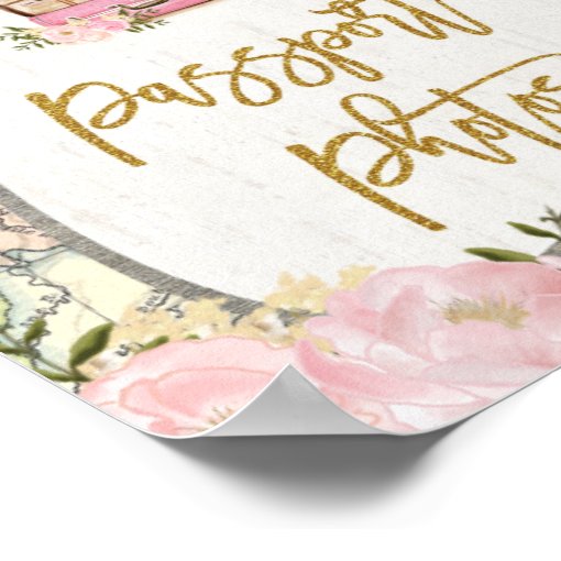 Passport Photos Floral Travel Miss to Mrs Map Poster | Zazzle