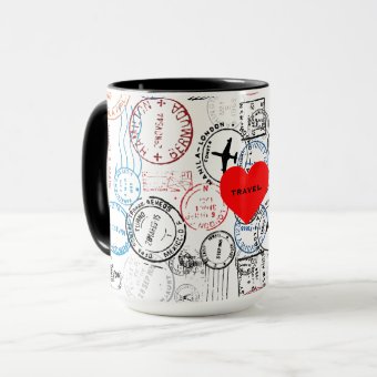 Passport Stamps Travel Design Mug | Zazzle