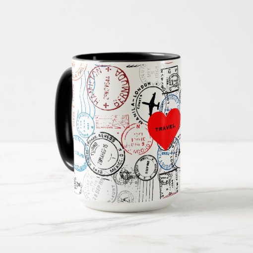 Passport Stamps Travel Design Mug | Zazzle