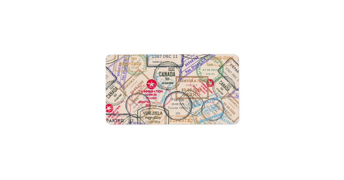Passport Stamps Travel Label | Zazzle