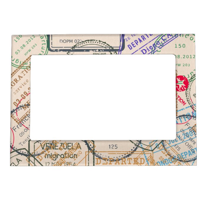 Passport Stamps Travel Magnetic Photo Frame | Zazzle.com