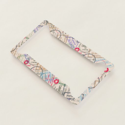 Passport Stamps Travel Themed License Plate Frame | Zazzle