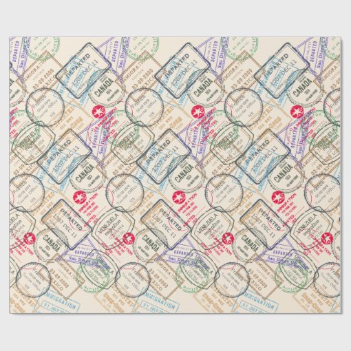 Passport Stamps Travel Wrapping Paper | Zazzle