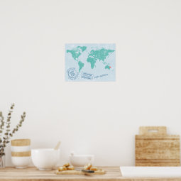 Passport Stamps World Map Guest Signature Poster | Zazzle