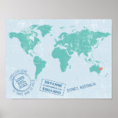 Passport Stamps World Map Guest Signature Poster | Zazzle