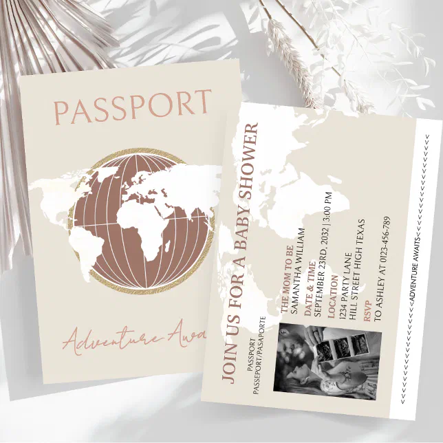 Passport-Themed Travel Baby Shower Invitation | Zazzle