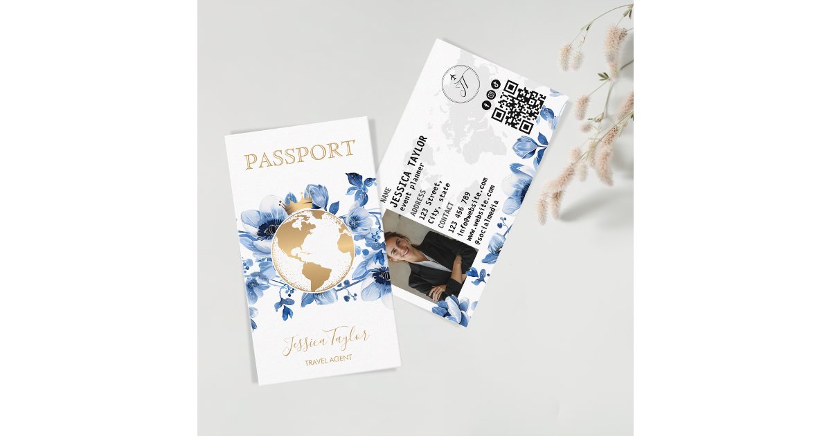 Passport Travel Agency World Map Boarding Pass Business Card | Zazzle