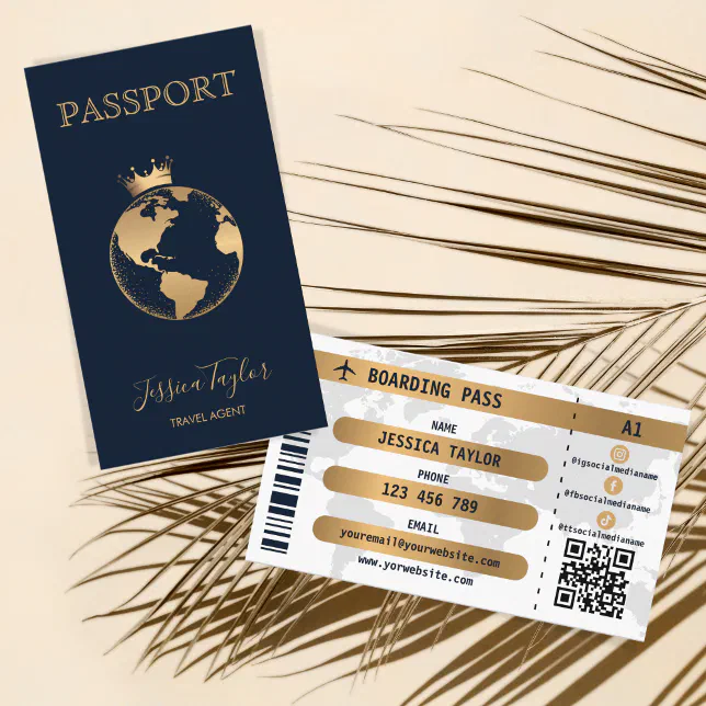Passport Travel Agency World Map Boarding Pass Business Card Zazzle