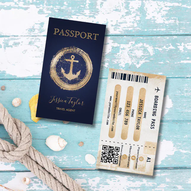 Passport Travel Agent World Map Boarding Pass Business Card | Zazzle
