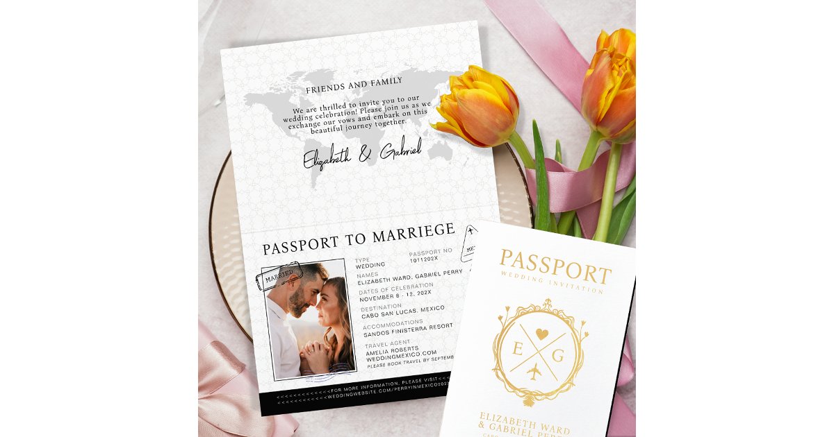 Passport Travel Destination Wedding Foil Card | Zazzle