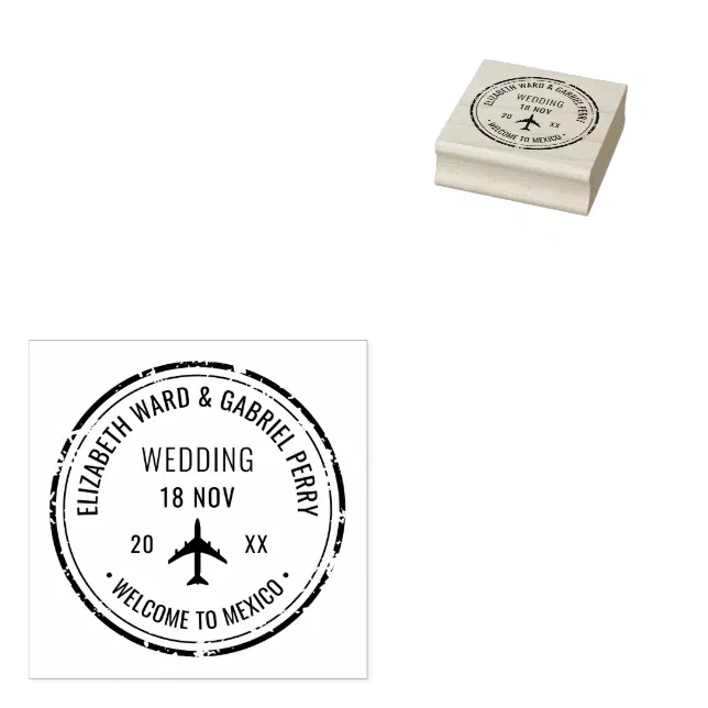 Passport Travel Destination Wedding Rubber Stamp | Zazzle