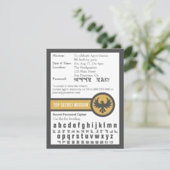 Password Secret Agent Birthday Party Invitation | Zazzle