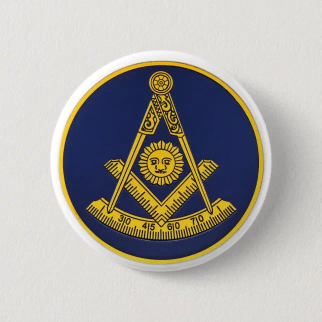 Past Master Freemason Square and Compass Masonic Button | Zazzle