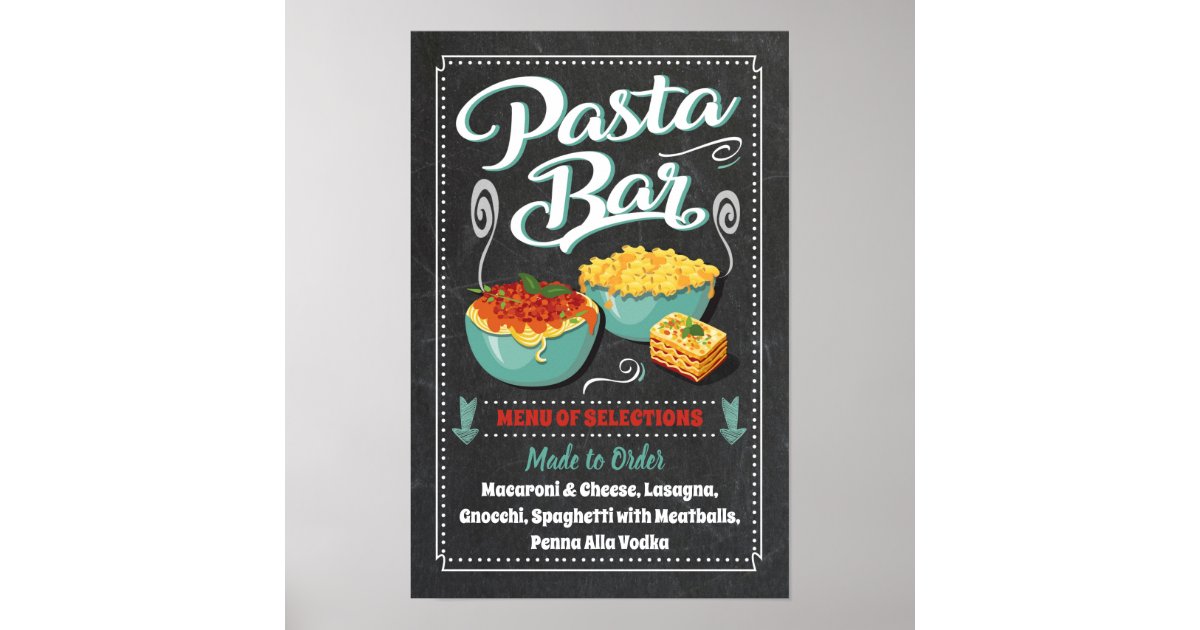 Pasta Bar Party Sign | Zazzle