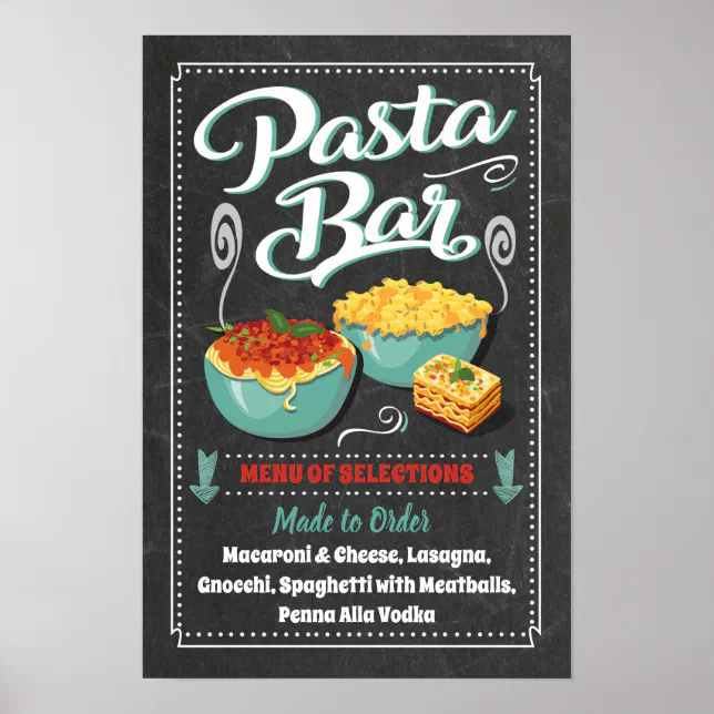 Pasta Bar Party Sign | Zazzle