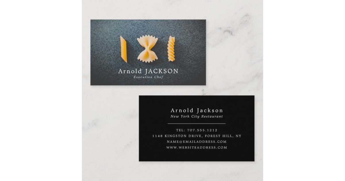 Pasta Display, Chef, Cooking Business Card | Zazzle