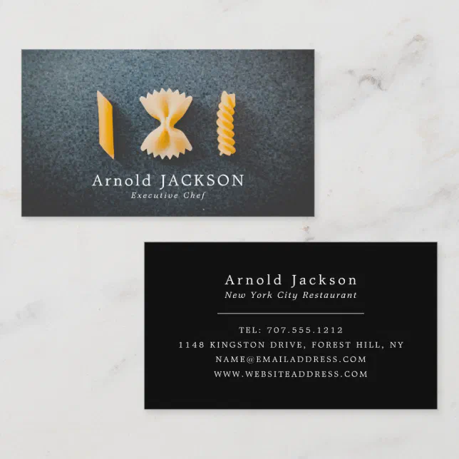 Pasta Display, Chef, Cooking Business Card | Zazzle