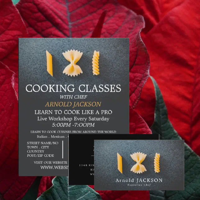 Pasta Display, Chef, Cooking Business Card | Zazzle