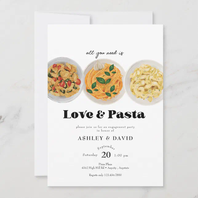 Pasta | Engagement Party Invitations | Zazzle