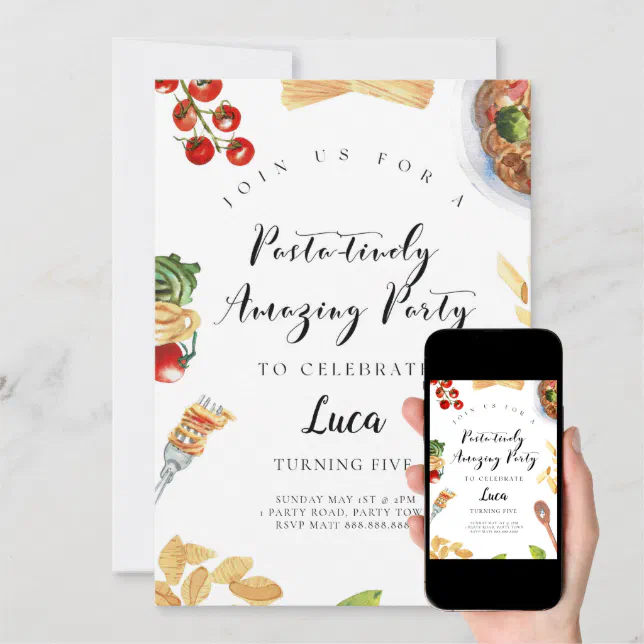 Pasta Italian Dinner Birthday Invitation | Zazzle