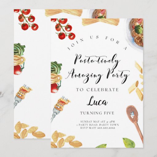 Pasta Italian Dinner Birthday Invitation | Zazzle