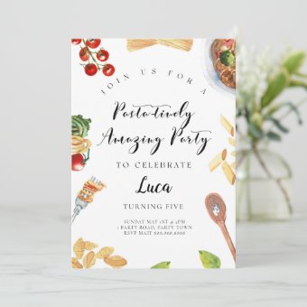 Pasta Italian Dinner Birthday Invitation | Zazzle