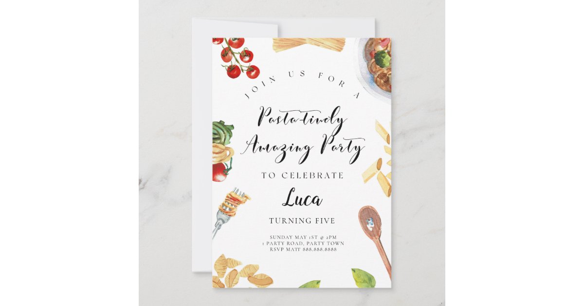 Pasta Italian Dinner Birthday Invitation | Zazzle