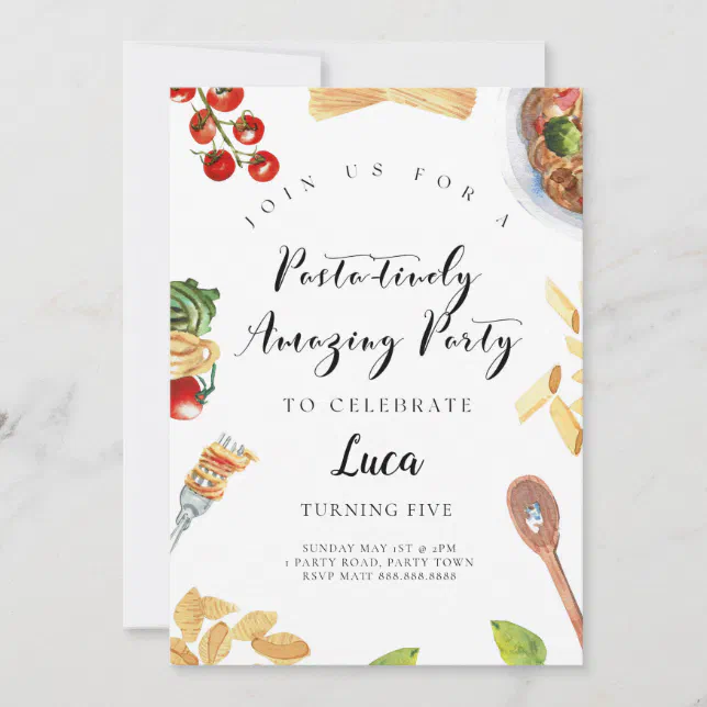 Pasta Italian Dinner Birthday Invitation | Zazzle