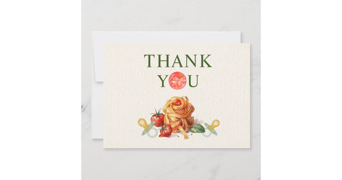 Pasta & Pacifiers Baby Shower Thank You | Zazzle