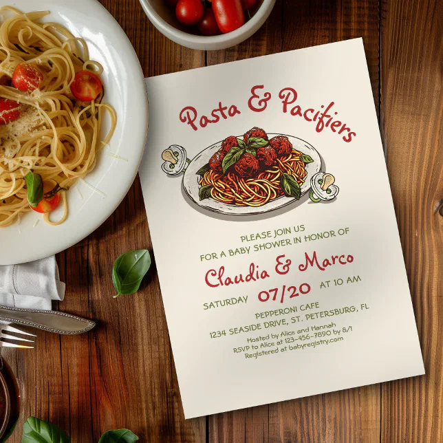 Pasta & Pacifiers Italian Baby Shower Invitation | Zazzle