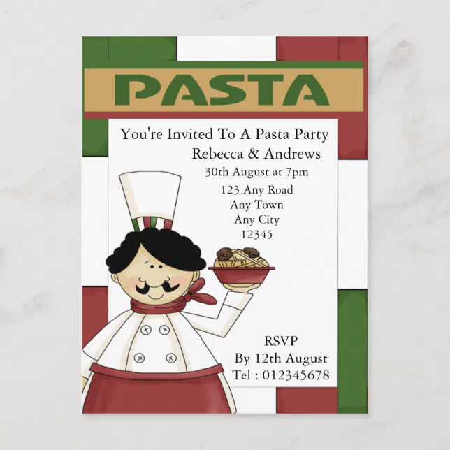 Pasta Party Invitation | Zazzle